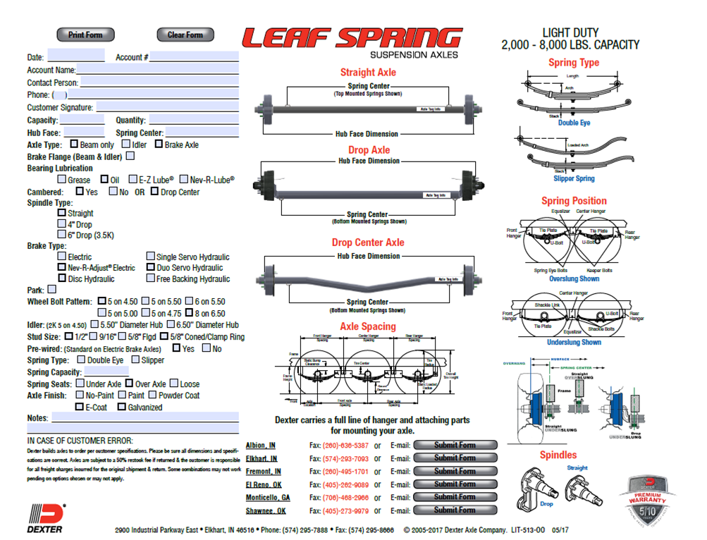 3.5K Dexter Spring Torflex® Axle / With Electric Brakes 4" drop